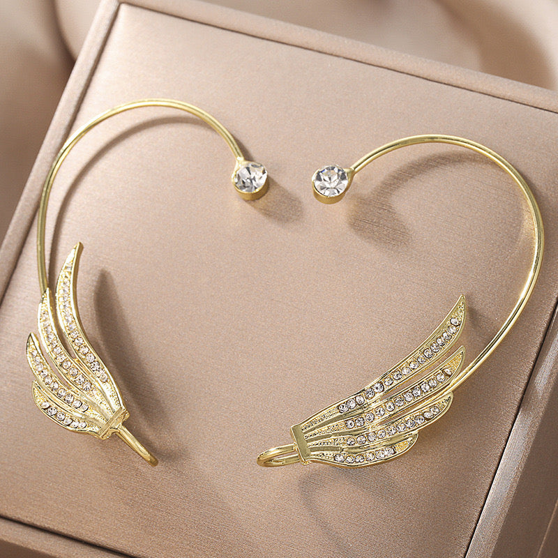 Sparkling No Piercing Phoenix Wings Diamond Ear Cuff & Ear Climbers